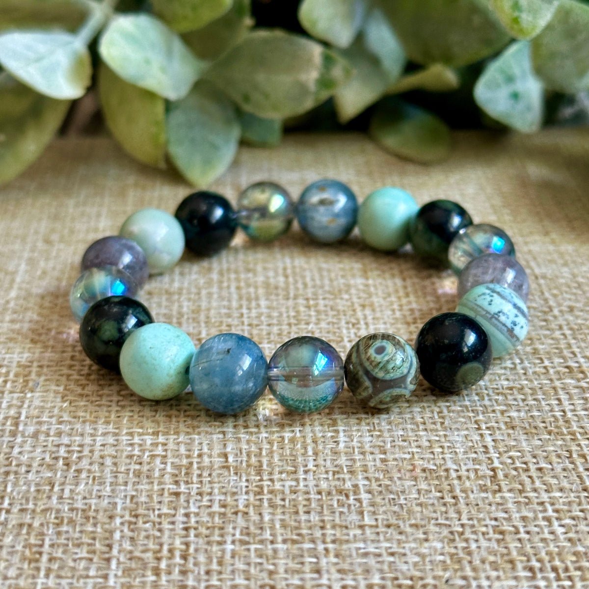 Deep Current Bracelet | Ocean Aura Quartz, Kyanite, Kambaba Jasper ...